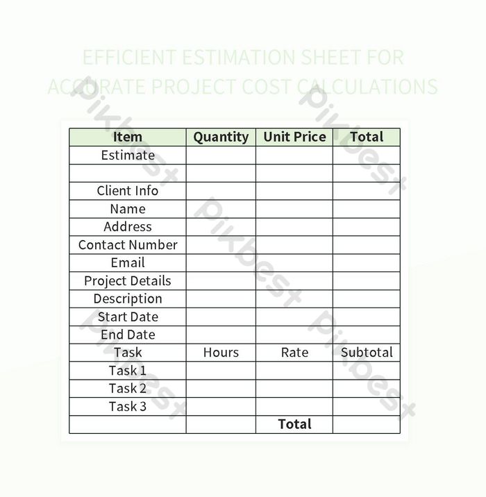 Accurate Project Cost Calculations Made Easy With Our Efficient Estimation Sheet Excel