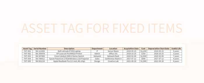 Tagging Fixed Assets For Proper Management Excel | Template Free Download - Pikbest