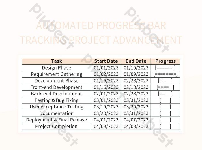 Tracking Project Progress With Automated Bars Excel | Template Free Download - Pikbest