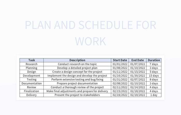 "Effective Planning And Scheduling Strategies For Optimal Work Management" Excel | Template Free ...