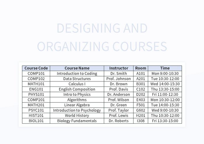 Crafting Effective Course Structures: A Guide To Design And Organization Excel | Template Free ...