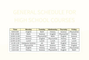 Simplifying School Schedules Minimalist Course Table Design Excel | Template Free Download - Pikbest