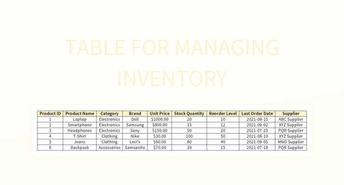 Optimize Inventory Management With This Table Excel | Template Free Download - Pikbest