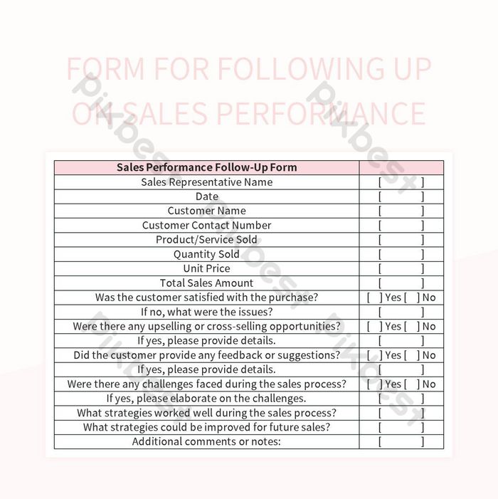Optimizing Sales Performance Follow-Up Form Excel | Template Free Download - Pikbest