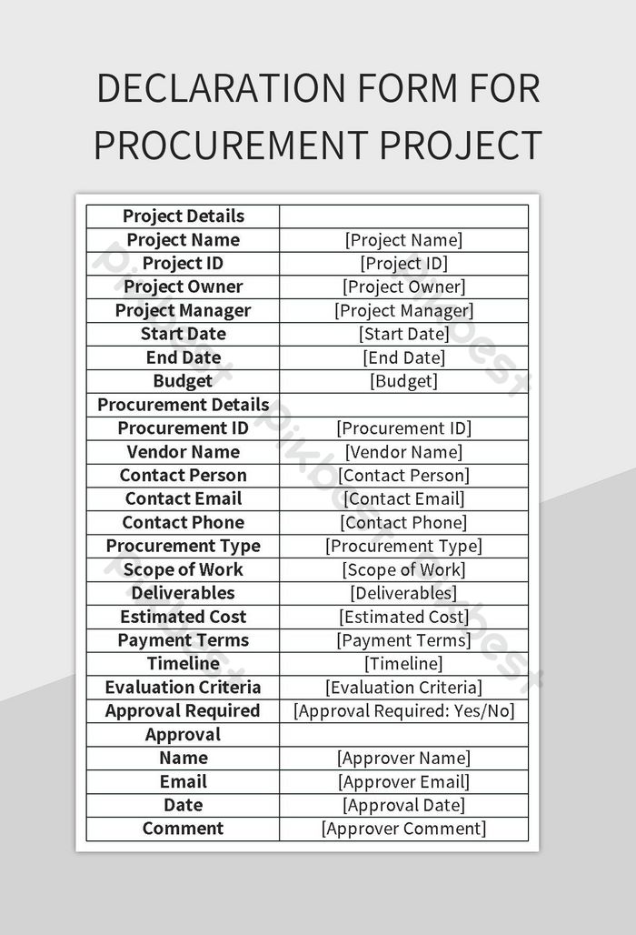 Creating A Procurement Project Declaration Form: A Comprehensive Guide Excel | Template Free ...