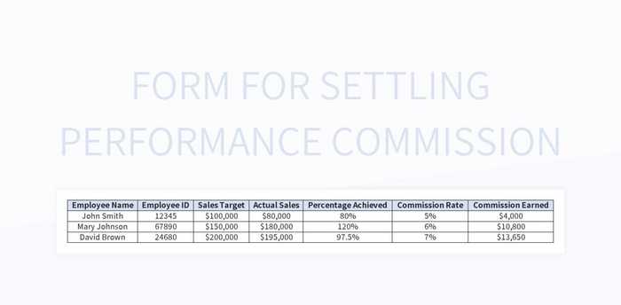 Optimizing Performance Commission Settlement With A Structured Form Excel | Template Free ...