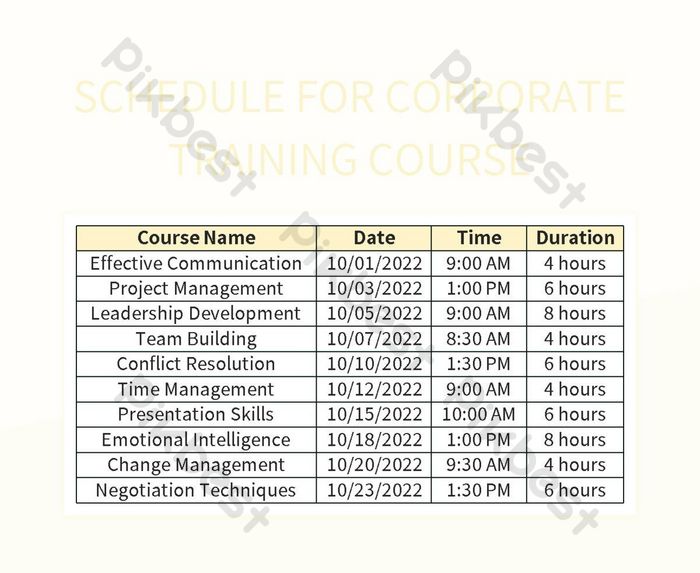 "Optimize Your Corporate Training Course Schedule With These Expert Tips" Excel | Template Free ...