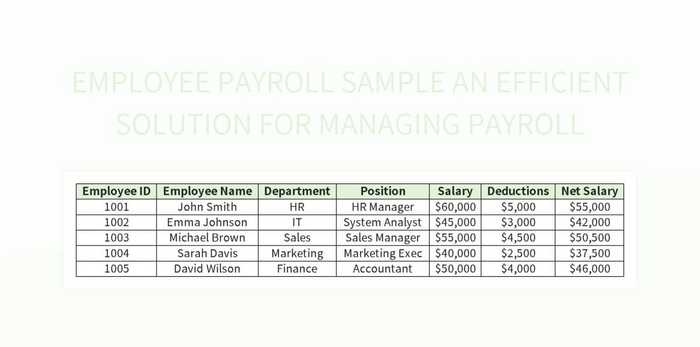 Efficient Payroll Management With Employee Sample Excel | Template Free Download - Pikbest