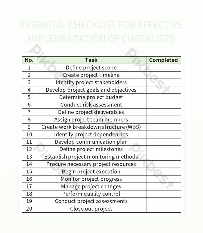 The Ultimate Checklist For Successful Checklists Implementation Excel | Template Free Download ...