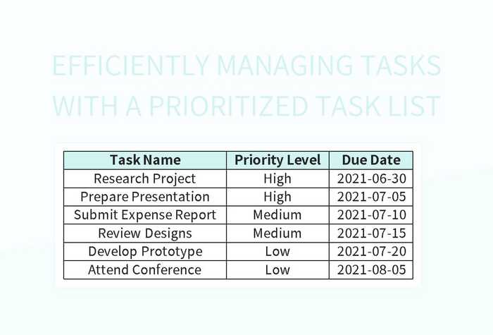 Efficiently Managing Tasks With A Prioritized Task List Excel | Template Free Download - Pikbest