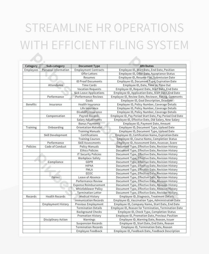 Streamline HR Operations With Efficient Filing System Excel | Template Free Download - Pikbest
