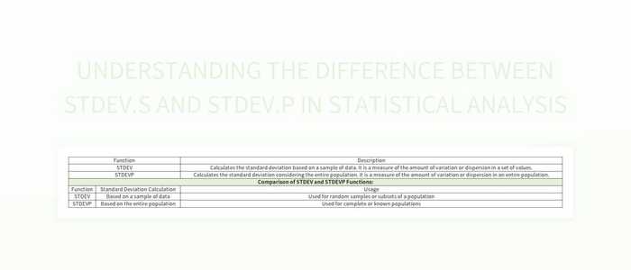 Understanding The Difference Between STDEV.S And STDEV.P In Statistical Analysis Excel ...