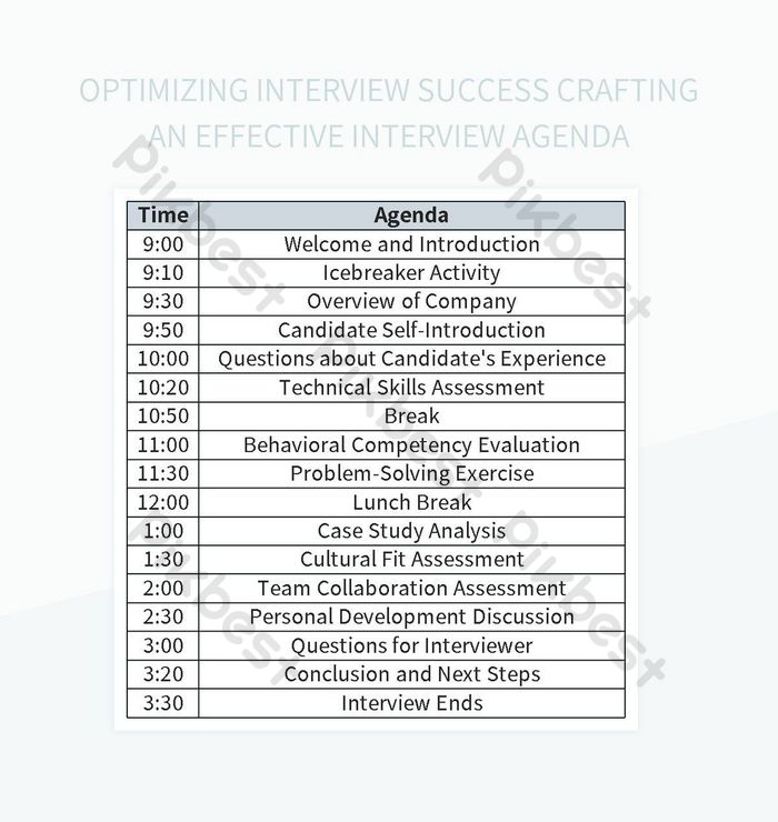Crafting An Effective Interview Agenda To Boost Your Success In Interviews Excel | Template Free ...