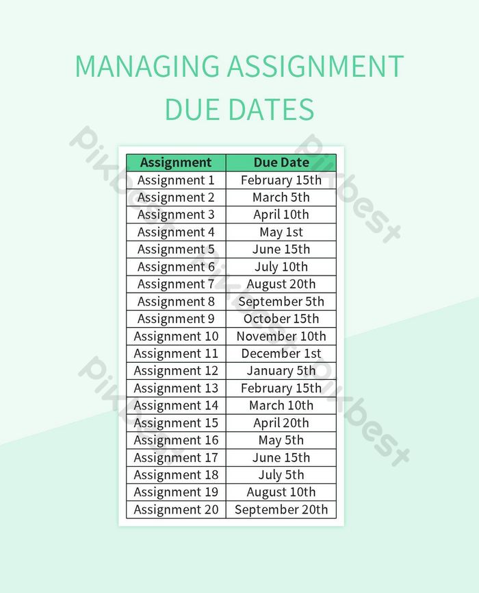 Effective Strategies For Managing Assignment Deadlines Excel | Template Free Download - Pikbest