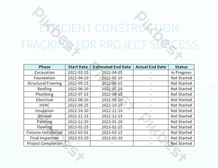 Optimizing Construction Monitoring For Successful Projects Excel | Template Free Download - Pikbest