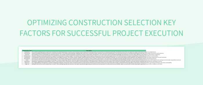 Optimizing Construction Selection Key Factors For Successful Project Execution Excel | Template ...