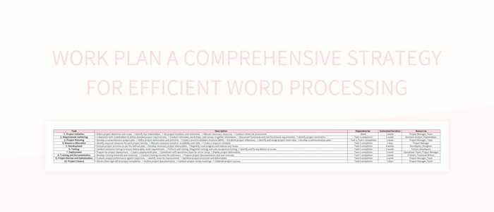 Work Plan A Comprehensive Strategy For Efficient Word Processing Excel | Template Free Download ...
