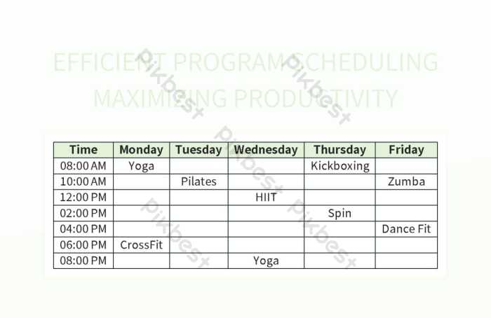 Efficient Program Scheduling Maximizing Productivity Excel | Template ...