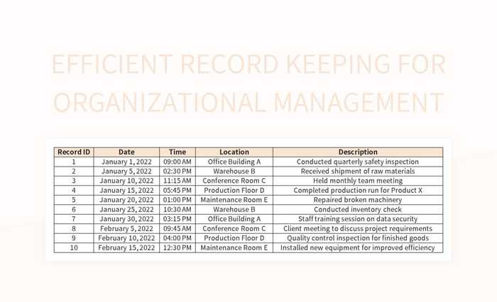 Efficient Record Keeping For Organizational Management Excel | Template Free Download - Pikbest