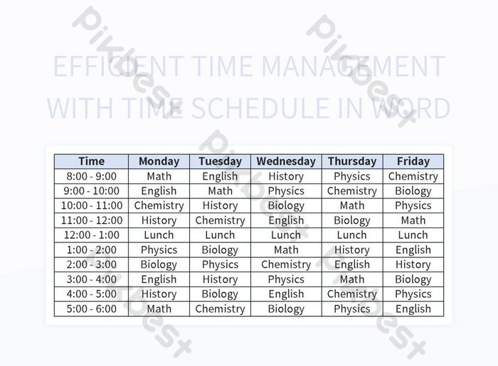 Efficient Time Management With Schedule In Word Excel | Template Free Download - Pikbest