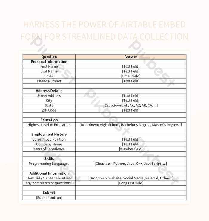 Leverage Airtable Embed Form For Efficient Data Collection Excel | Template Free Download - Pikbest