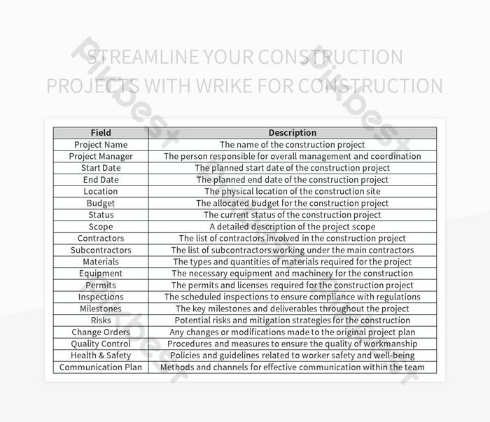 Optimize Your Construction Projects Using Wrike For Excel | Template Free Download - Pikbest