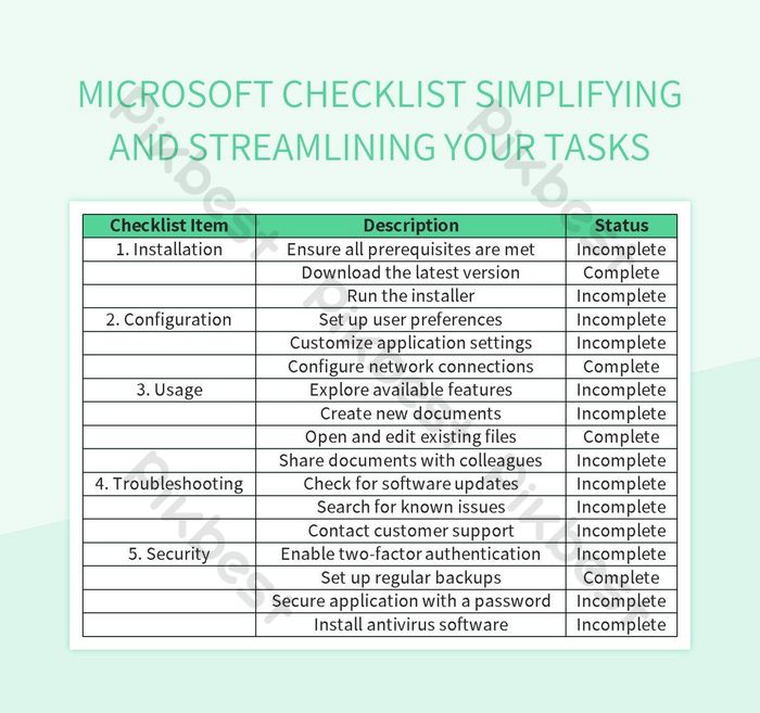 Checklist For Simplifying And Streamlining Your Tasks Using Microsoft