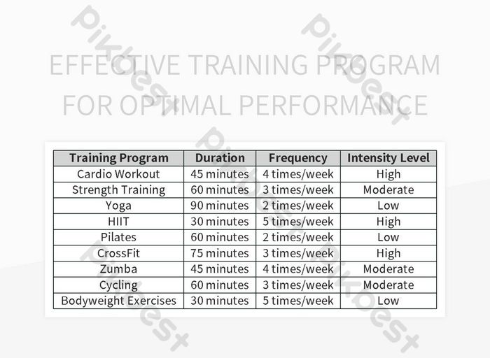 Effective Training Program For Optimal Performance Excel | Template Free Download - Pikbest