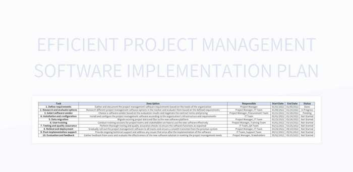 Efficient Project Management Software Implementation Plan Excel | Template Free Download - Pikbest