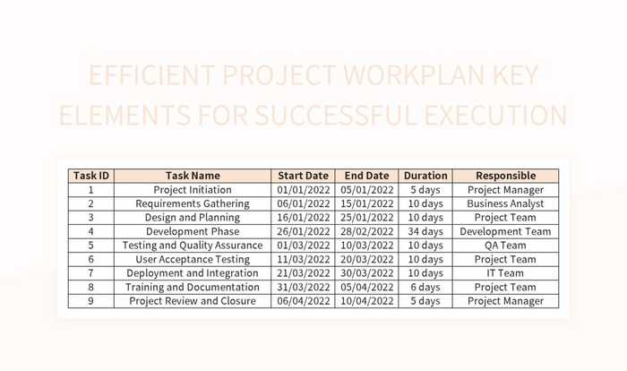 Efficient Project Workplan Key Elements For Successful Execution Excel | Template Free Download ...