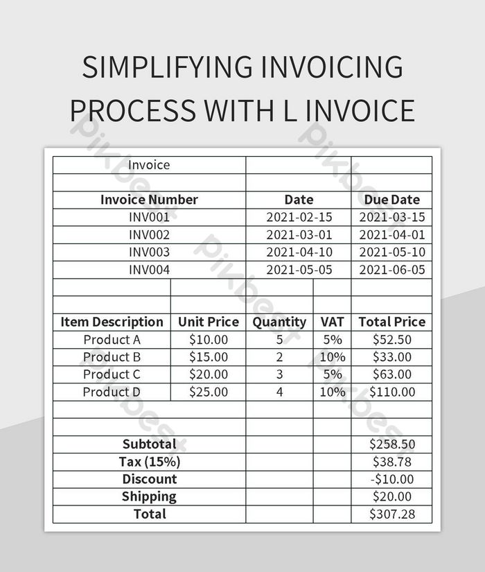 Simplifying Invoicing Process With L Invoice Excel | Template Free Download - Pikbest