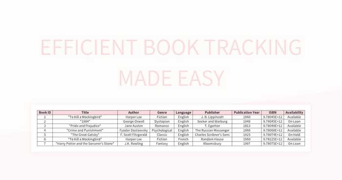 Efficient Book Tracking Made Easy Excel | Template Free Download - Pikbest