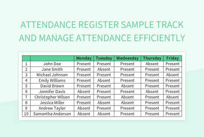 Attendance Register Sample Track And Manage Efficiently Excel | Template Free Download - Pikbest