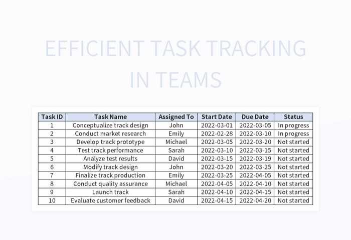 Efficient Task Tracking In Teams Excel Template Free Download Pikbest