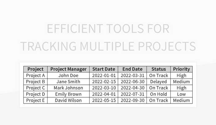 Efficient Tools For Tracking Multiple Projects Excel Template Free