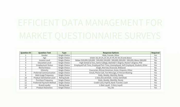 Efficient Data Management For Market Questionnaire Surveys Excel | Template Free Download - Pikbest