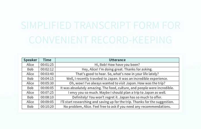 Simplified Transcript Form For Convenient Record-Keeping Excel | Template Free Download - Pikbest