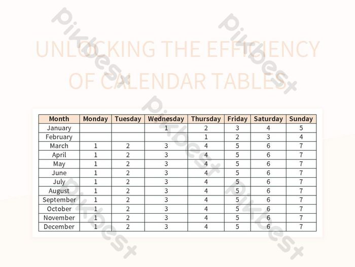 Unlocking The Efficiency Of Calendar Tables Excel | Template Free Download - Pikbest