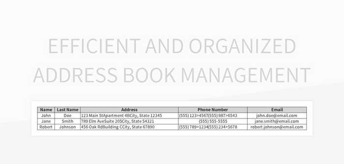 Efficient And Organized Address Book Management Excel | Template Free Download - Pikbest