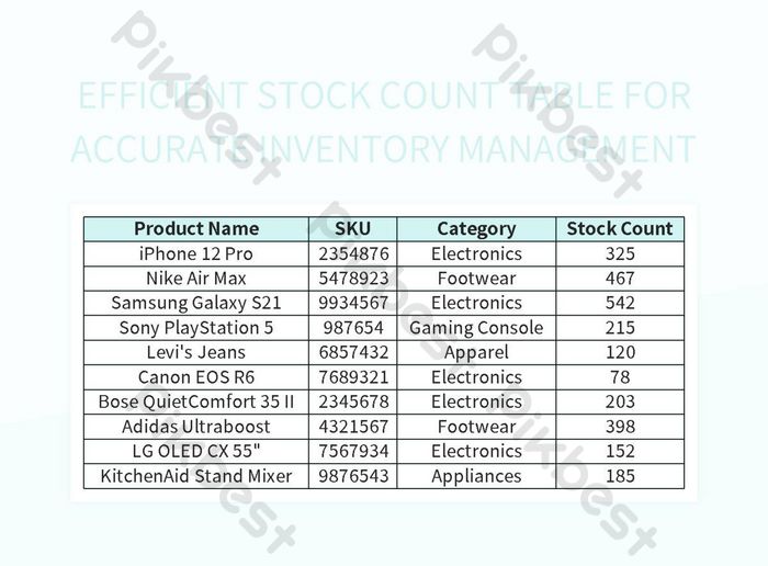 Efficient Stock Count Table For Accurate Inventory Management Excel Template Free Download