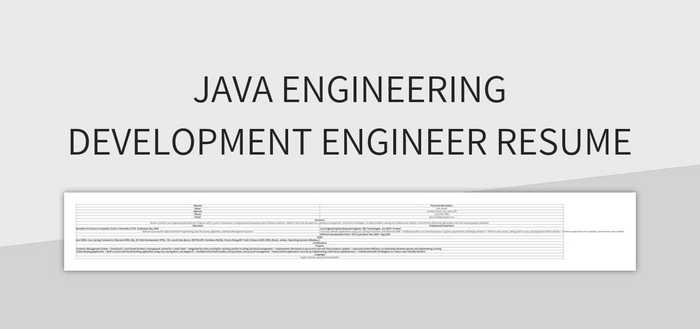 Java Engineering Development Engineer Resume Excel | Template Free Download - Pikbest