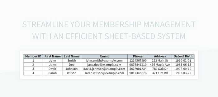 Streamline Your Membership Management With An Efficient Sheet-based System Excel | Template Free ...