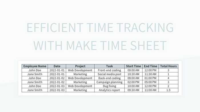 Efficient Time Tracking With Make Sheet Excel | Template Free Download - Pikbest