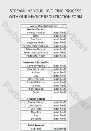 Create An Efficient Invoice Ledger Registration Form Excel | Template Free Download - Pikbest