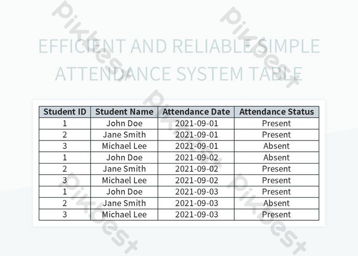 Efficient And Reliable Simple Attendance System Table Excel | Template Free Download - Pikbest
