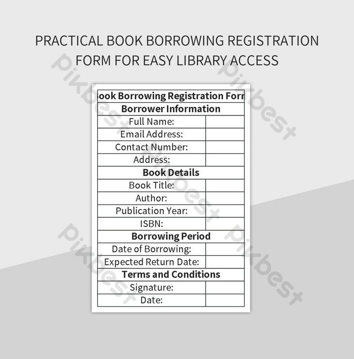 Practical Book Borrowing Registration Form For Easy Library Access Excel | Template Free ...