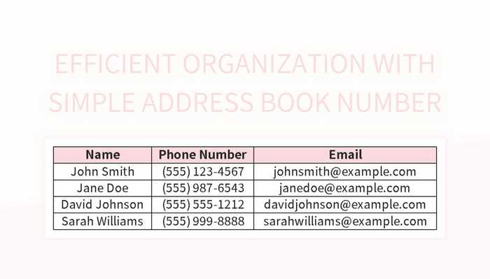 Efficient Organization With Simple Address Book Number Excel | Template Free Download - Pikbest