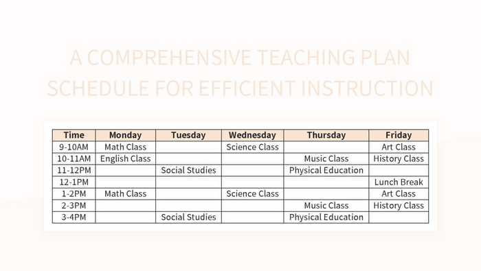 A Comprehensive Teaching Plan Schedule For Efficient Instruction Excel | Template Free Download ...