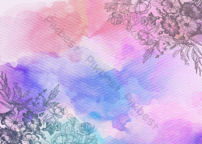Linear Draft Ink Color Blooming Flower Gradient | PSD Free Download ...