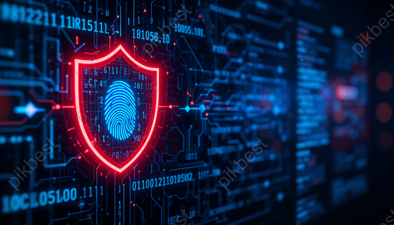 Cybersecurity Digital Data Concept Glowing Shield Binary Code Fingerprint Scanner Backgrounds ...